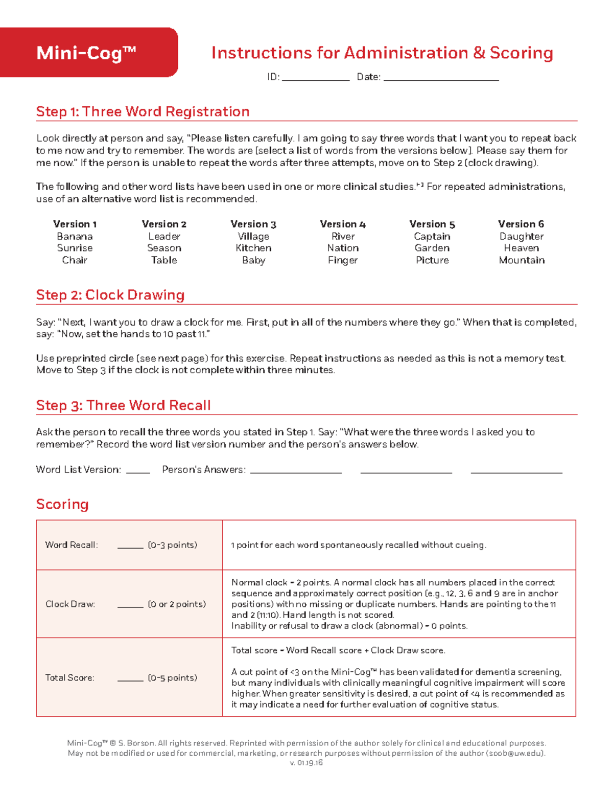 Mini-Cog for Gerontology - Mini-Cog™ Instructions for Administration ...
