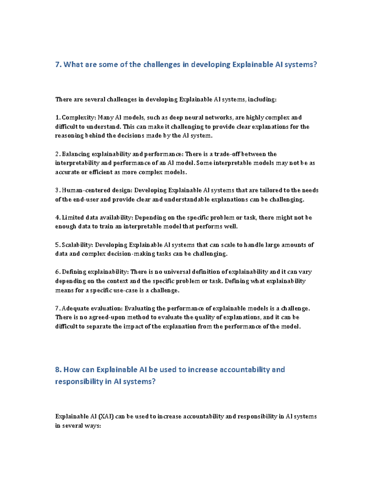 Explainable AI2 - 7. What are some of the challenges in developing ...
