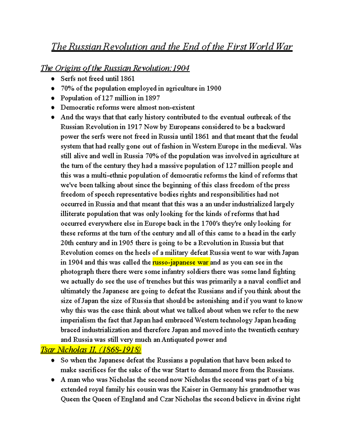 The Russian Revolution and the End of the First World War - Was still ...