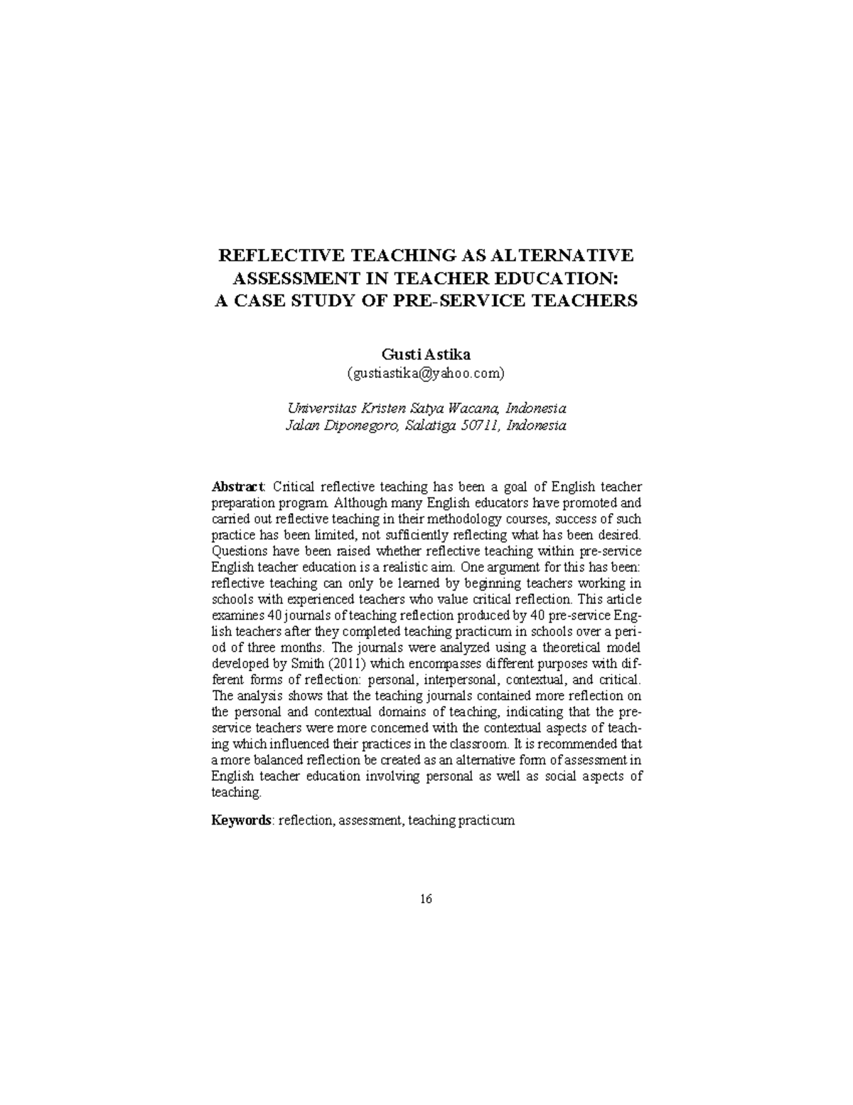 Reflective Teaching AS Alternative Assessment IN Teacher Education- A ...