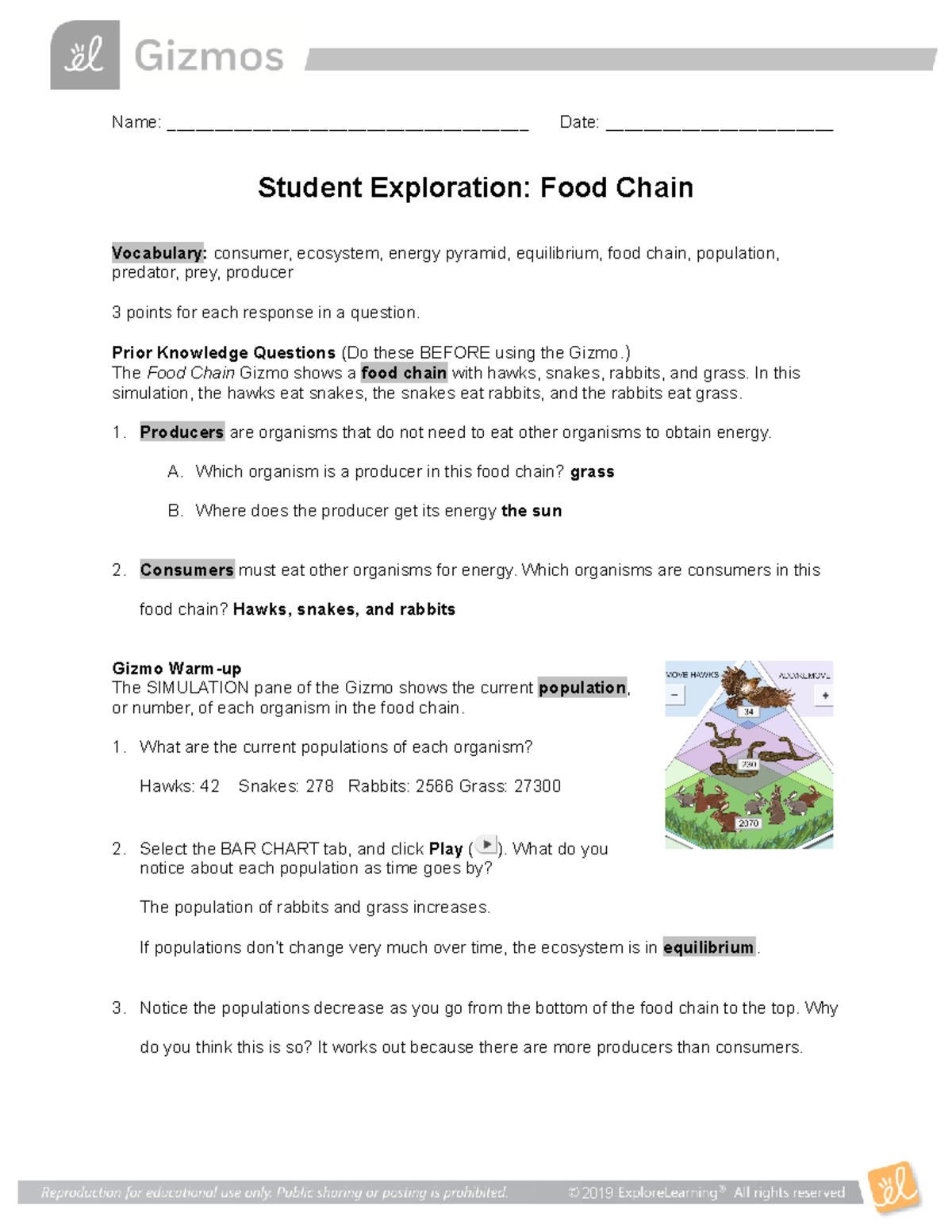 Assignment II.2 Food Chain Gizmo - Name ...