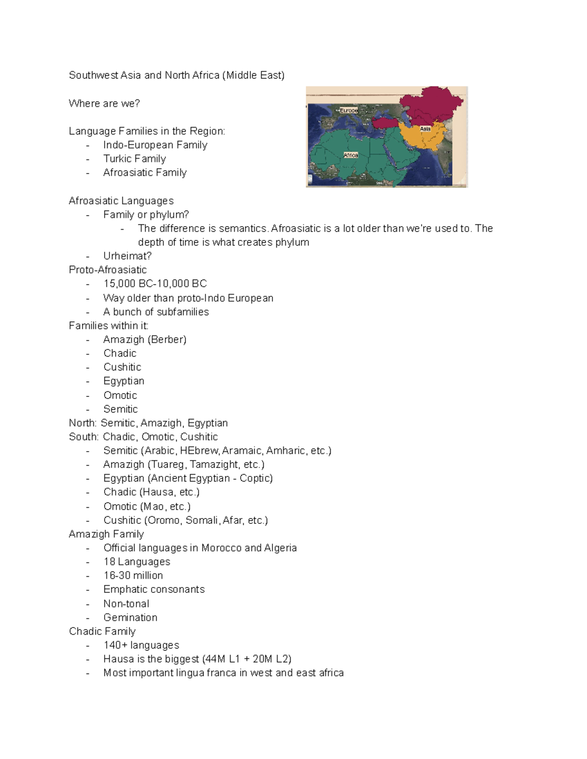 Swana Languages of the World - Southwest Asia and North Africa (Middle ...