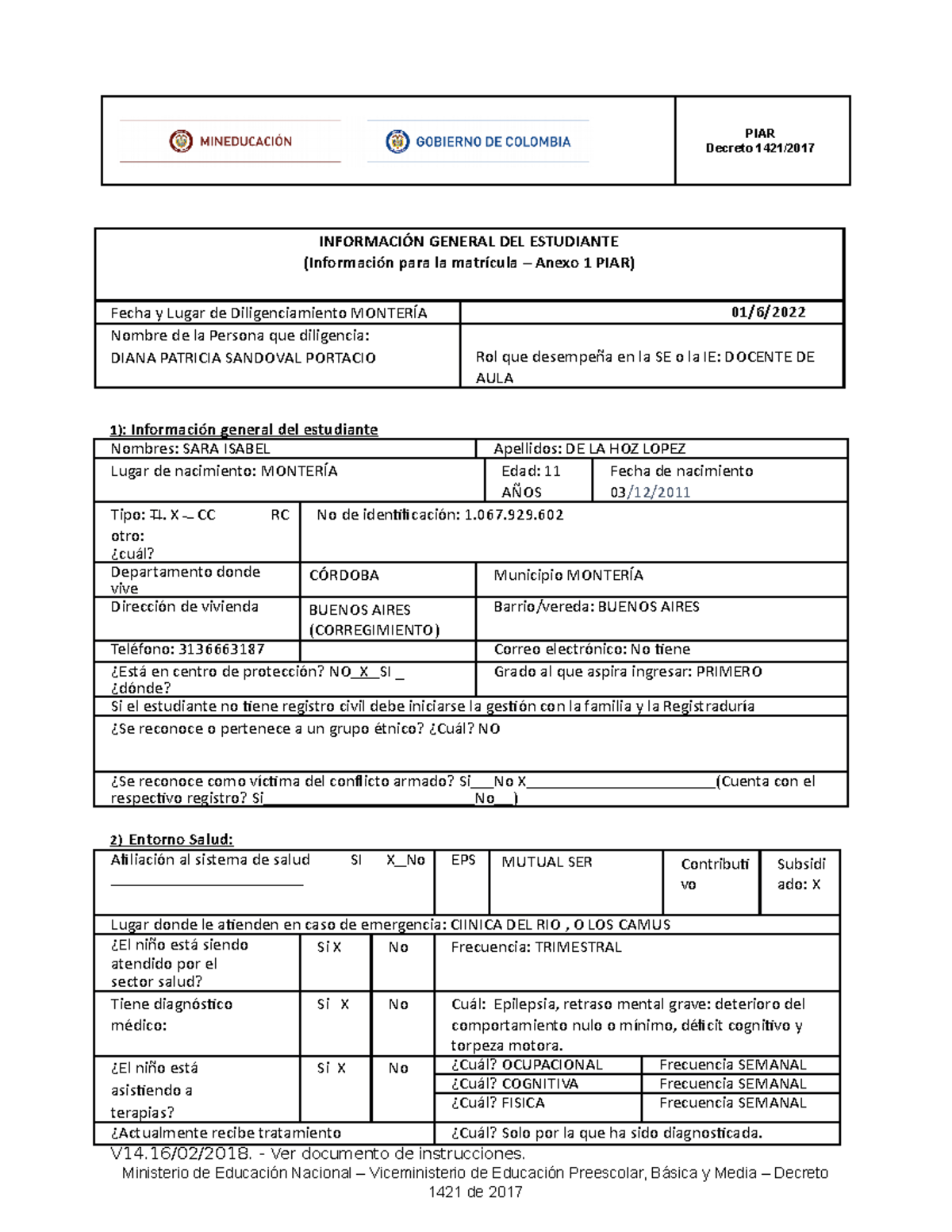 PIAR SARA DE LA HOZ 2022 - educacion - INFORMACIÓN GENERAL DEL ...