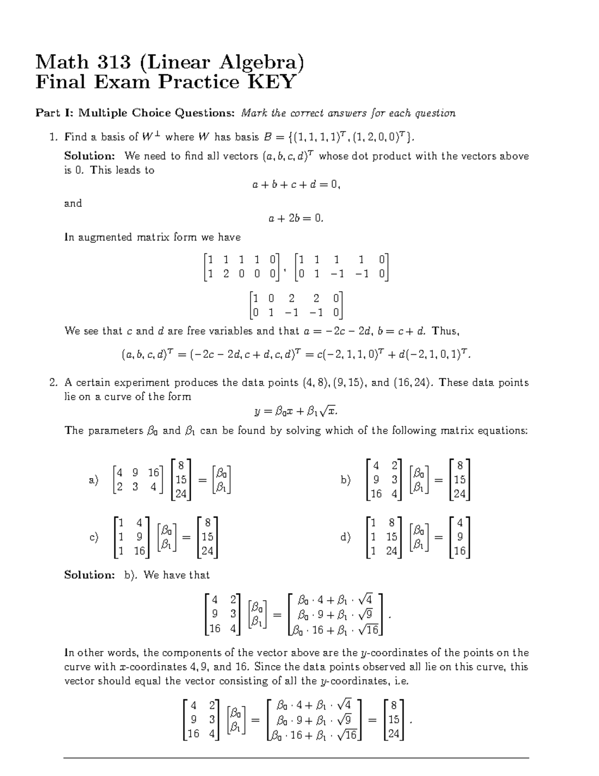 Math practice sheet - Algebra course for undergraduate studies of ...