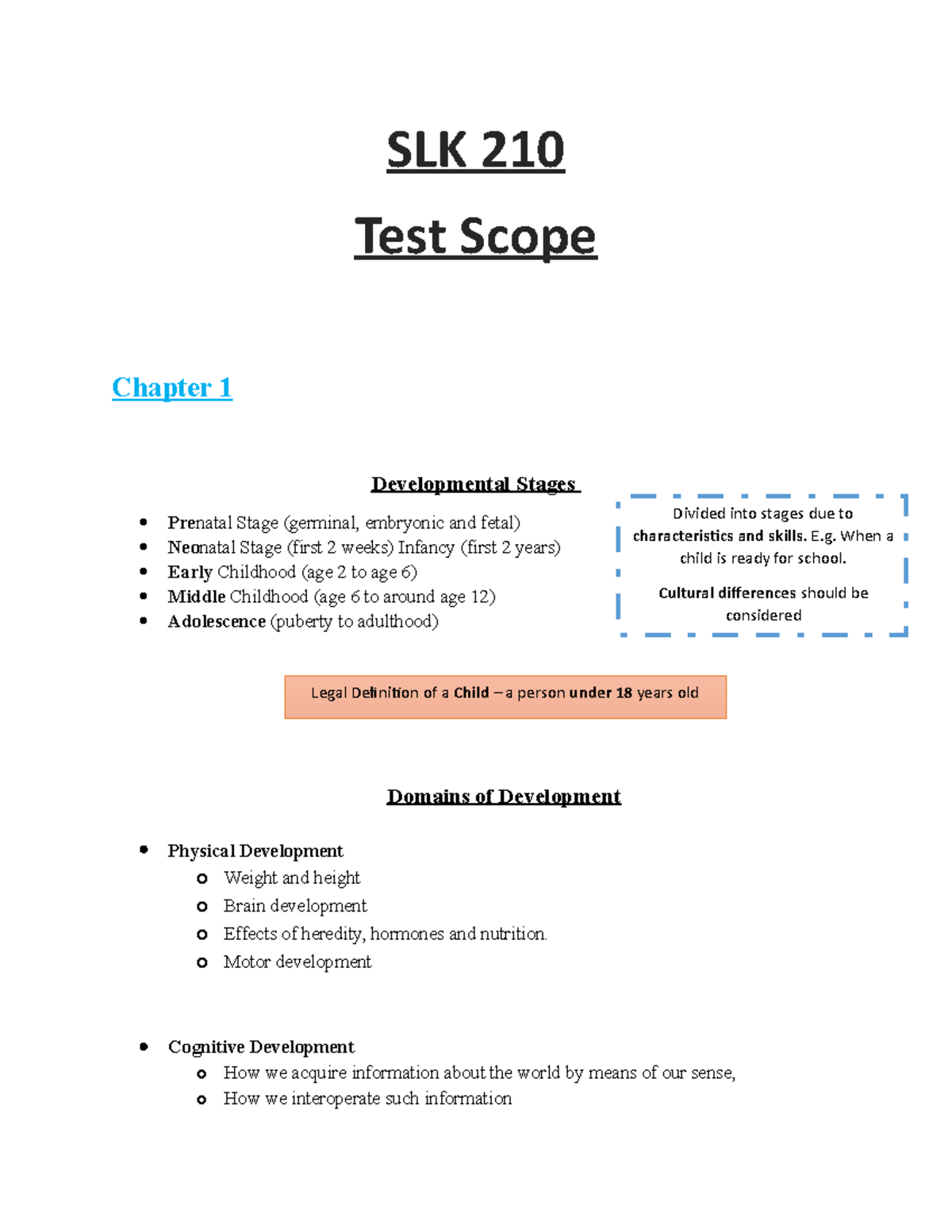 Slk 210 Test 1 - Scope On Development Stages For Study Purpose - SLK ...