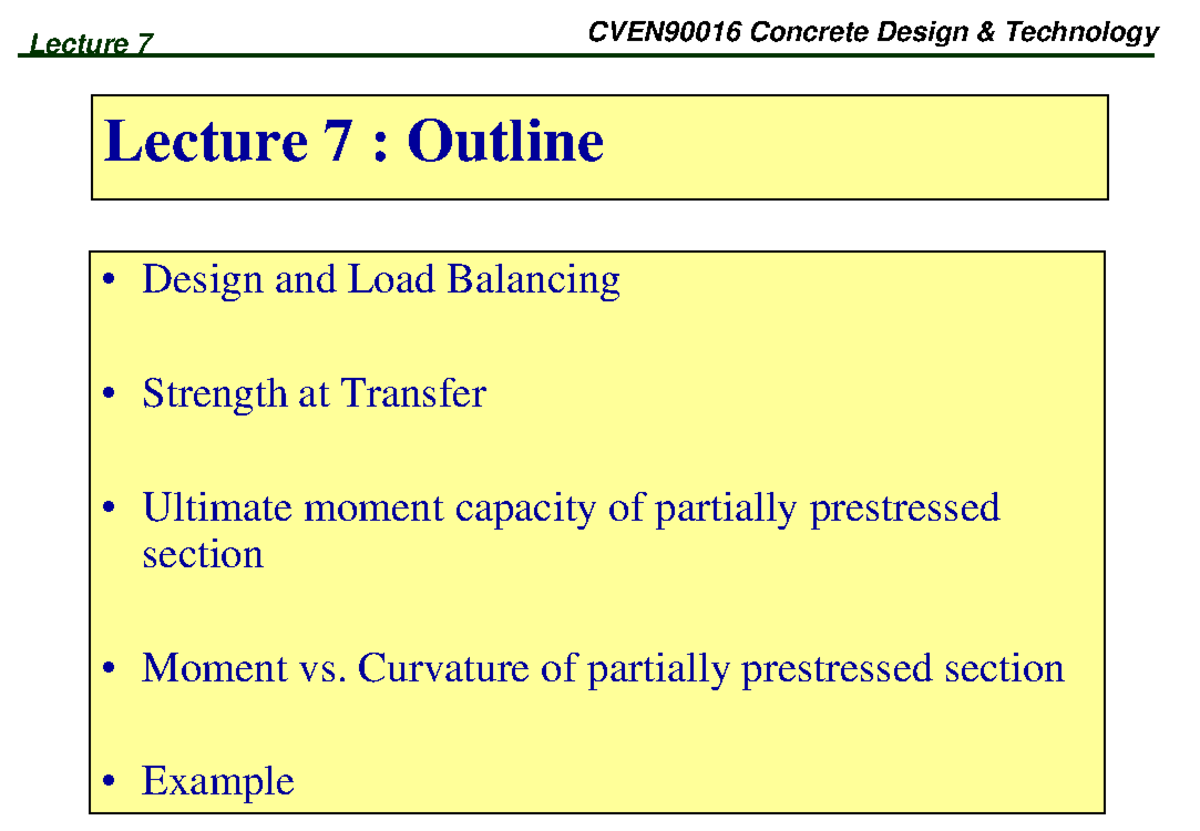 LP7 2019 - LP7 2019 - Lecture 7 : Outline Design and Load Balancing Strength at Transfer ...