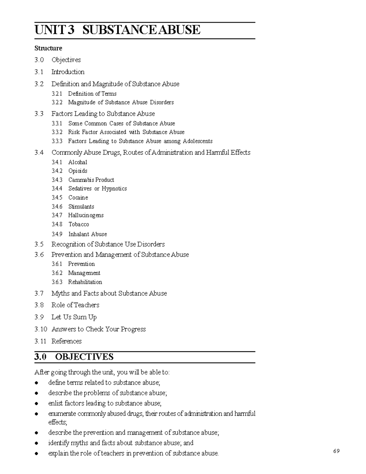 Notes - 6 9 UNIT 3 SUBSTANCE ABUSE Structure 3 Objectives 3 ...