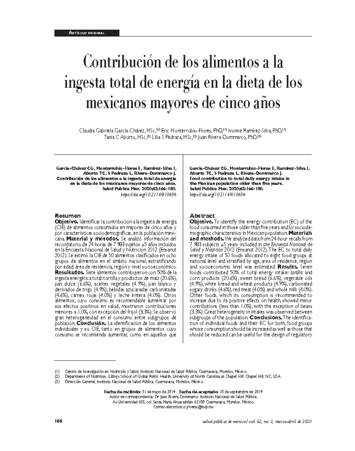 Articulo No.2 22 a 26 julio - A rtículo originAl García-Chávez CG y col ...