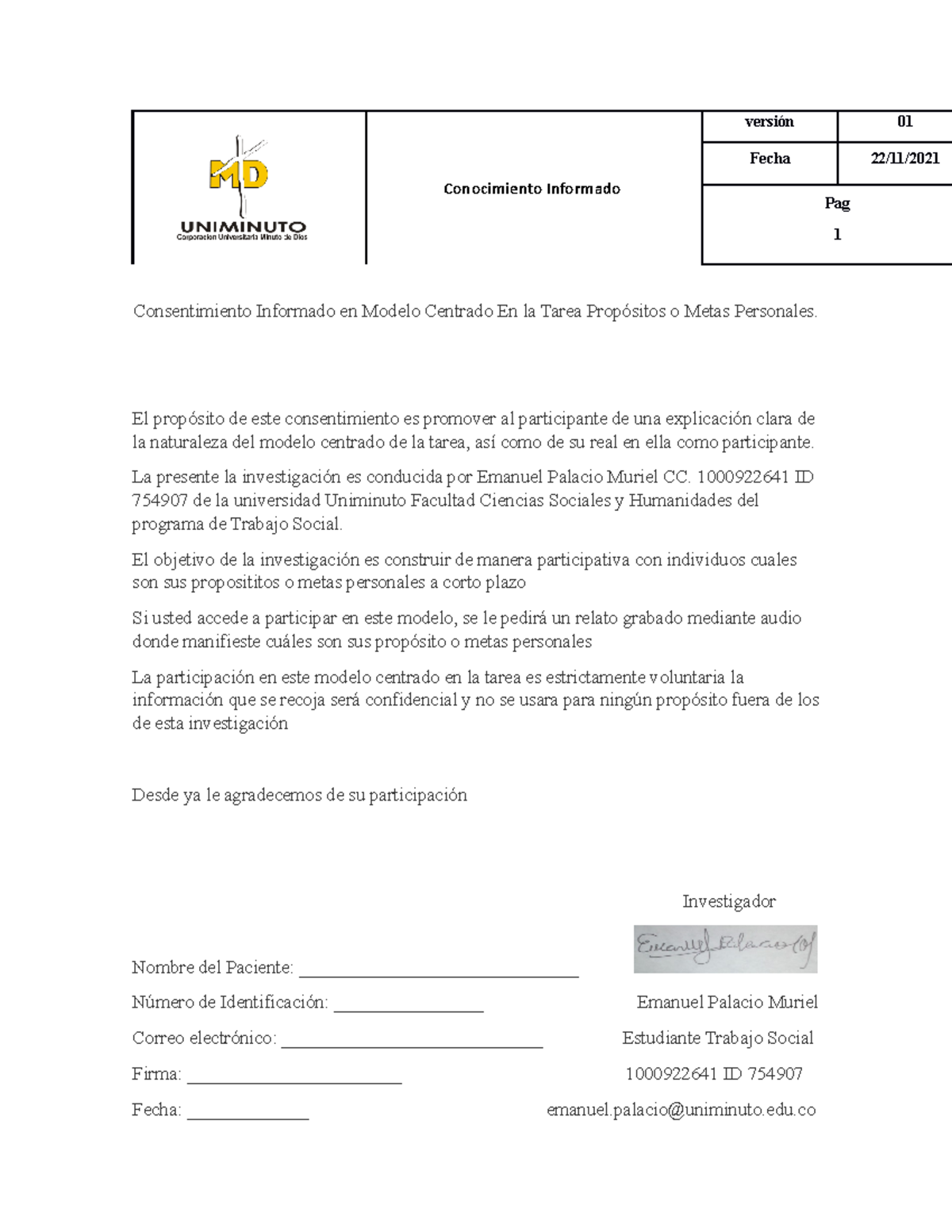 Conocimiento Informado - Conocimiento Informado versión 01 Fecha 22/11 ...