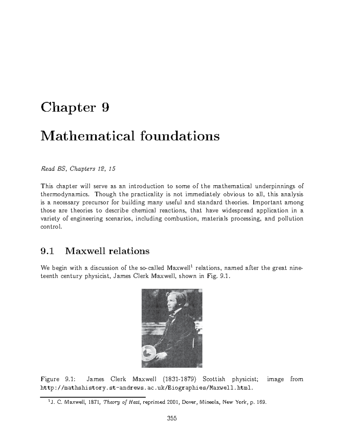 Thermodynamics chapter 9 - Chapter 9 Mathematical foundations Read BS, Chapters 12, 15 This ...