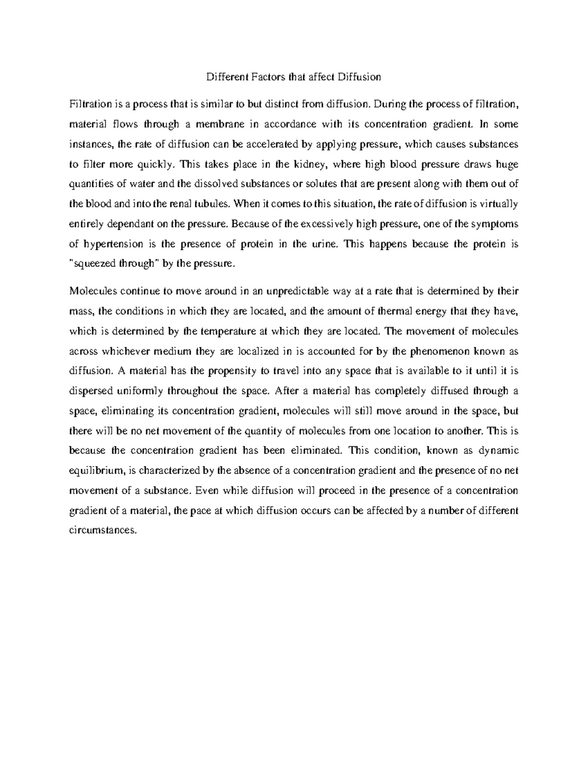Different Factors that affect Diffusion - Different Factors that affect ...