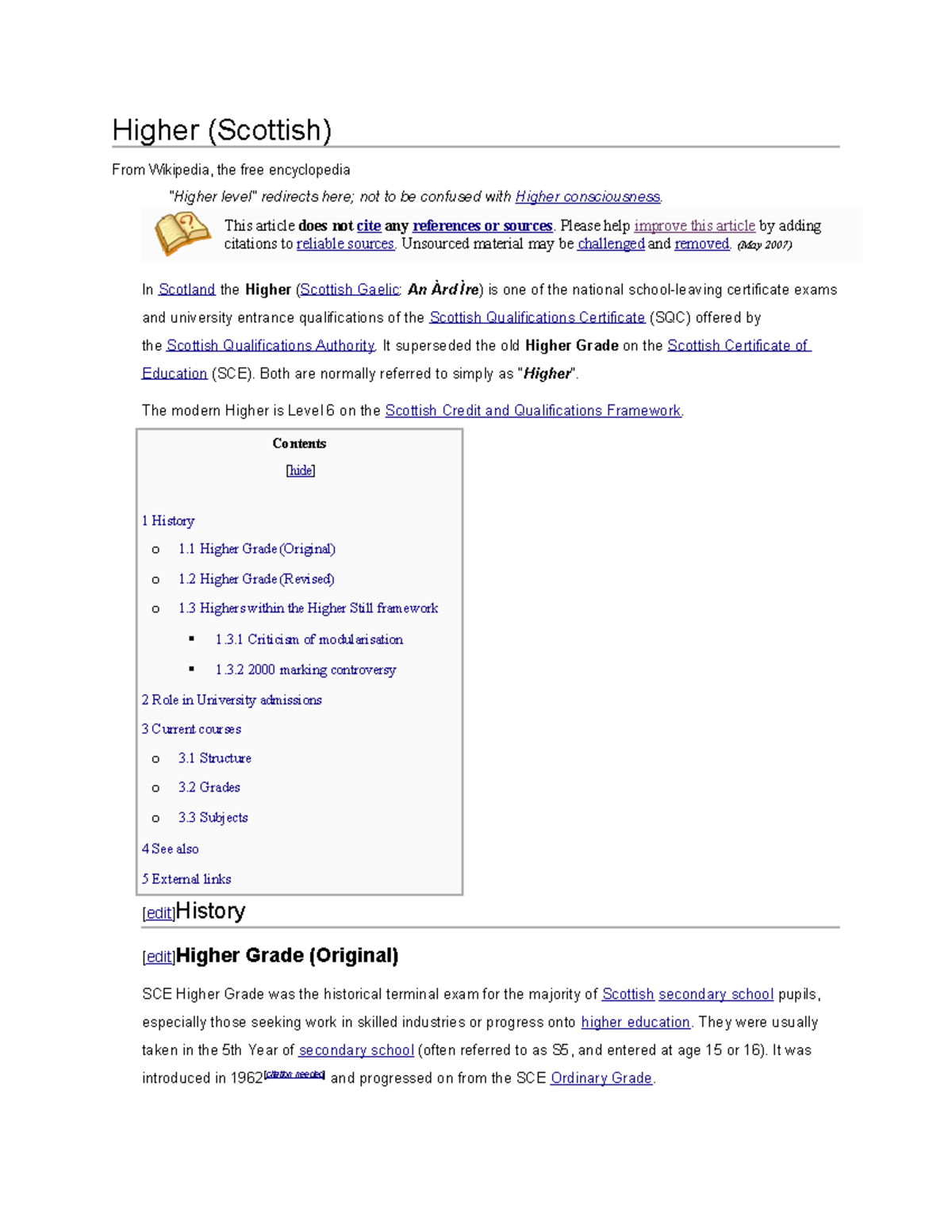 Higher education in scotland - Higher (Scottish) From Wikipedia, the ...