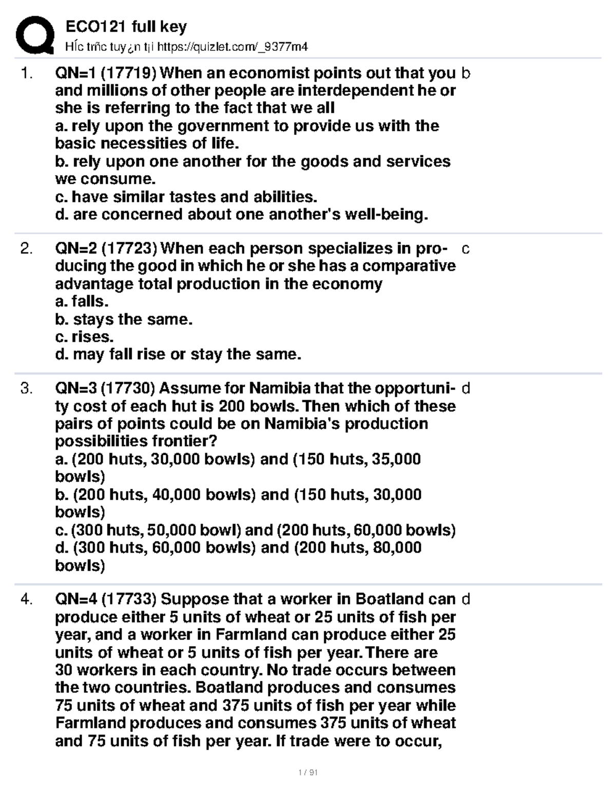 ECO121 nè - HÍc trñc tuy¿n t¡i quizlet/_9377m QN=1 (17719) When an economist points out that you ...