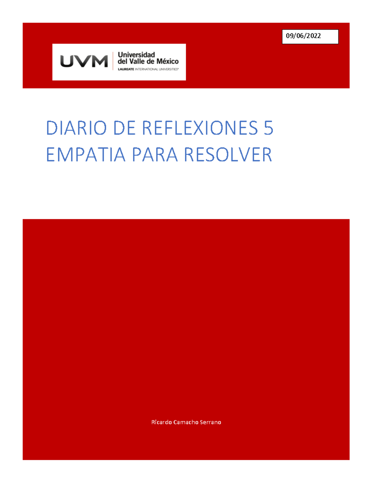 Diario de reflexiones 5 - Ricardo Camacho Serrano DIARIO DE REFLEXIONES 5 EMPATIA PARA RESOLVER ...