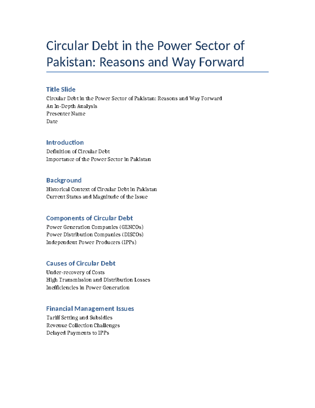 Circular Debt Power Sector Pakistan Details - Circular Debt in the ...