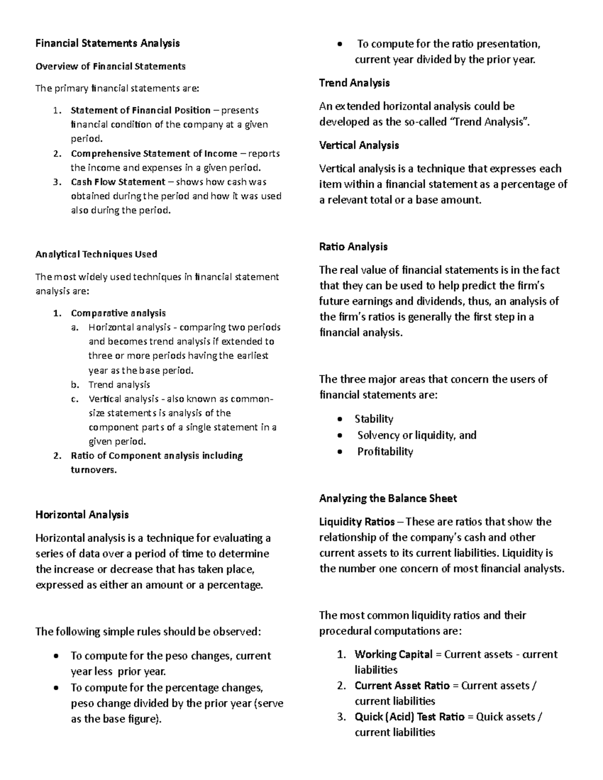 Financial Statements Analysis - Financial Statements Analysis Overview ...