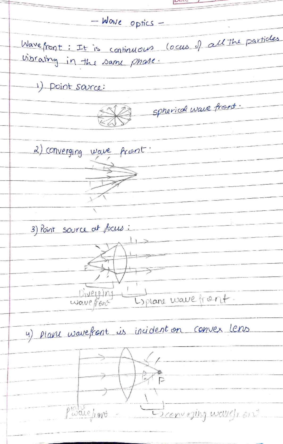 Wave optics - 1) point source: spherical wave front. 2) converging wave ...