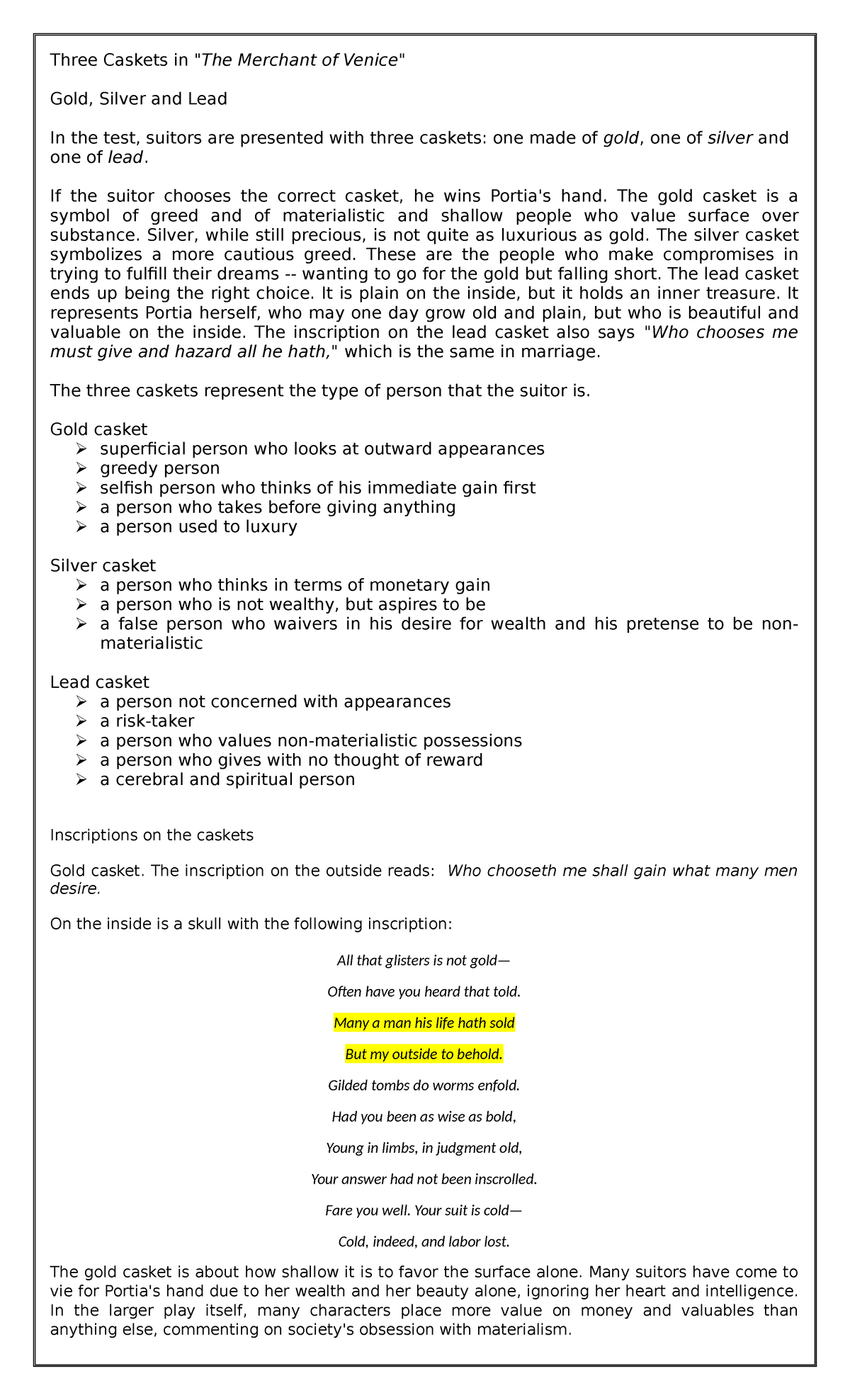 Three-caskets Merchant-of-Venice - Three Caskets in "The Merchant of ...