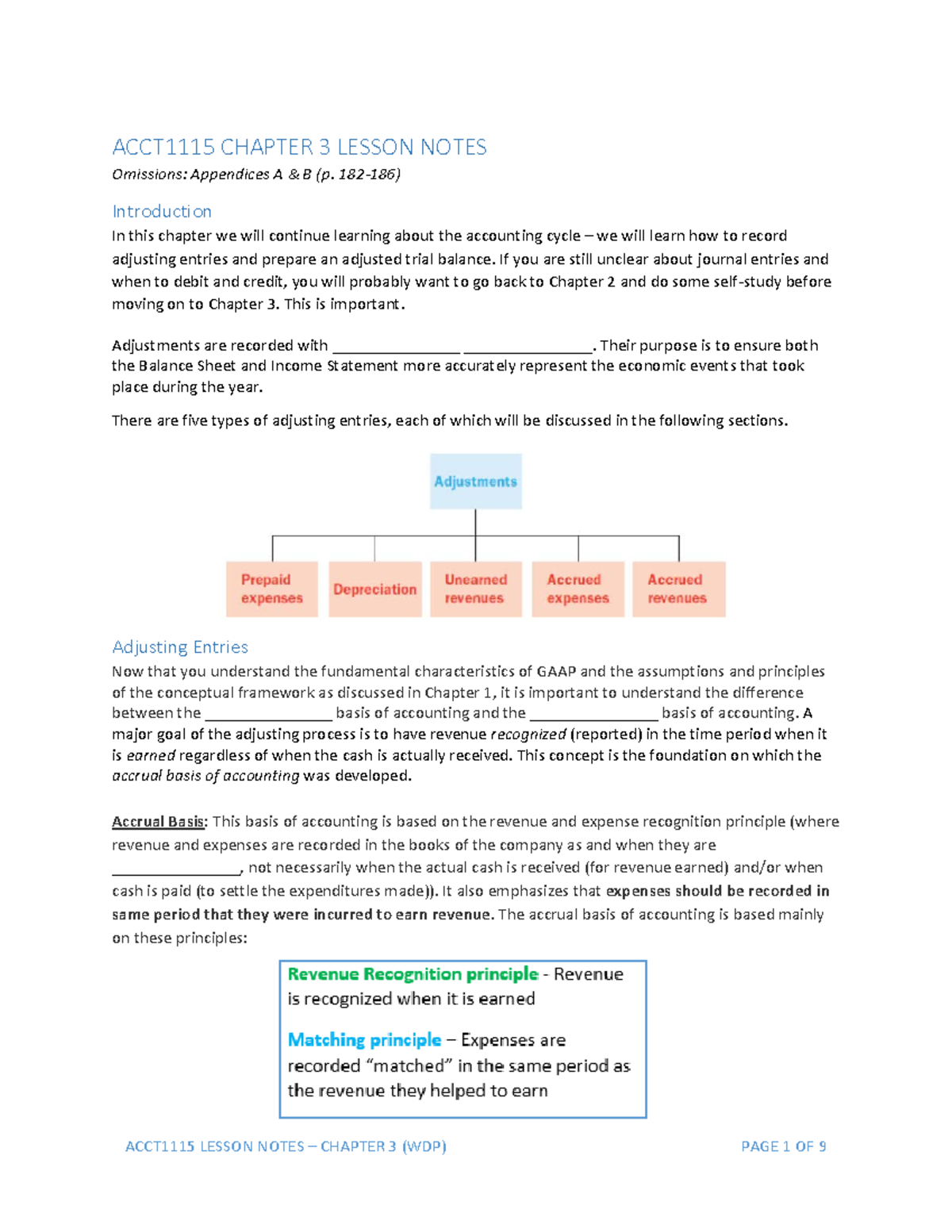 ACCT1115 Chapter 3 Lesson Notes - Student - CHAPTER 3 LESSON NOTES ...