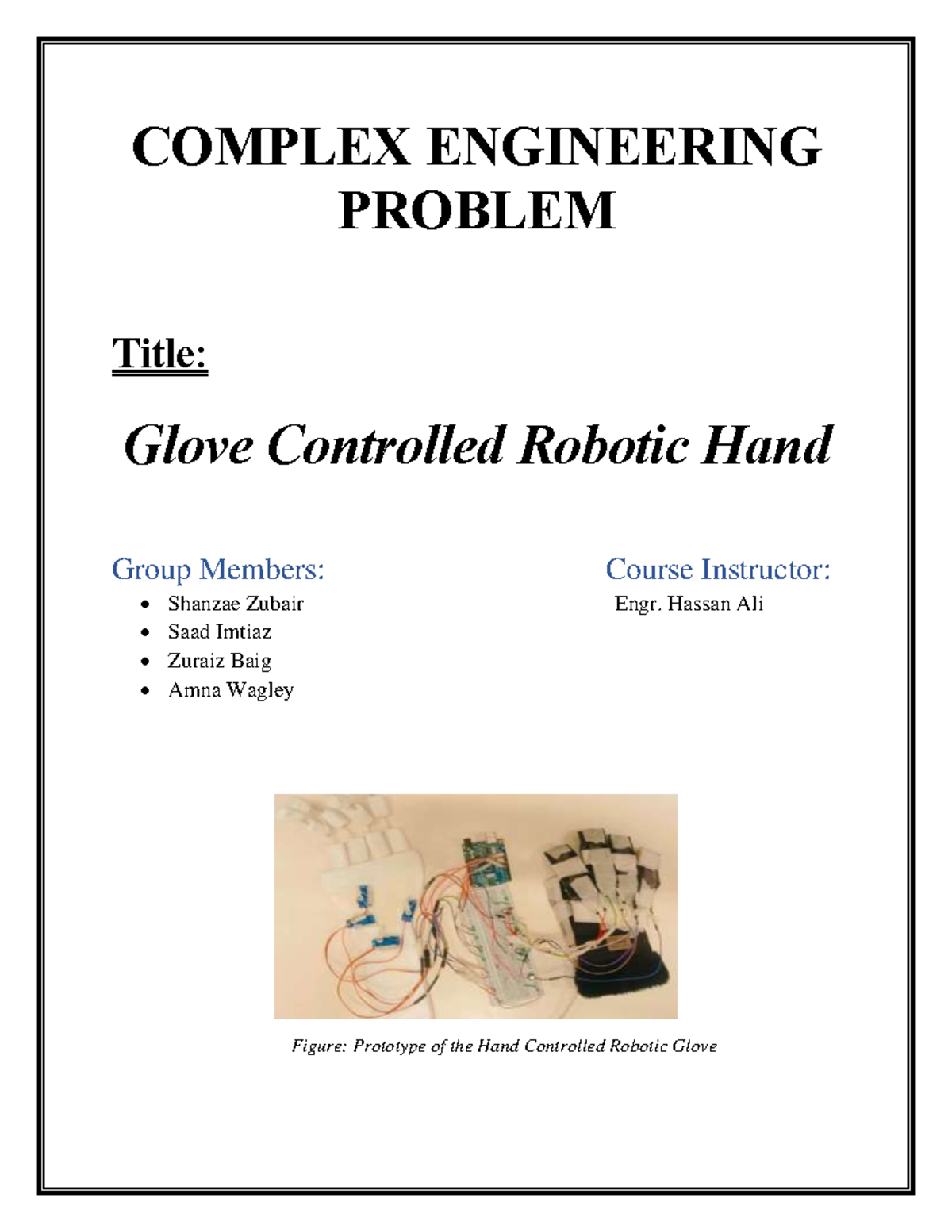 Biomechanics CEP Assignment - COMPLEX ENGINEERING PROBLEM Title: Glove ...