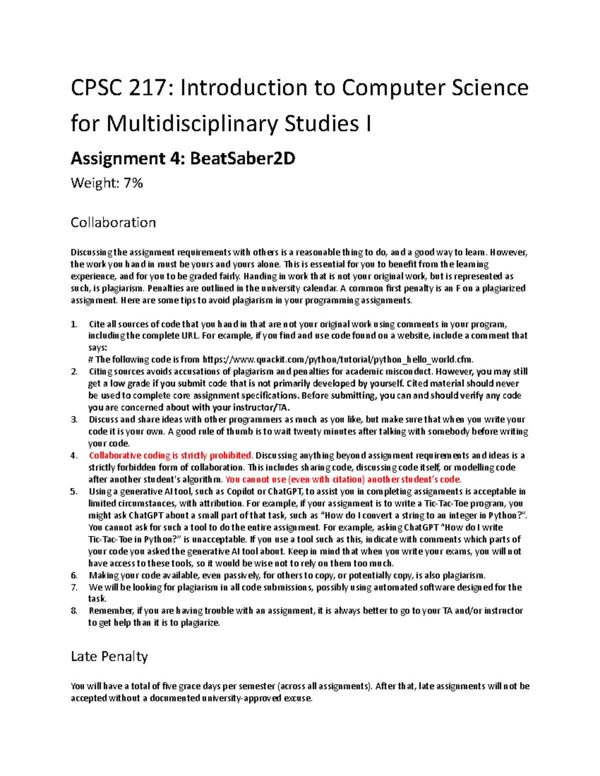 Assignment 4 Instructions - CPSC 217: Introduction to Computer Science for Multidisciplinary ...