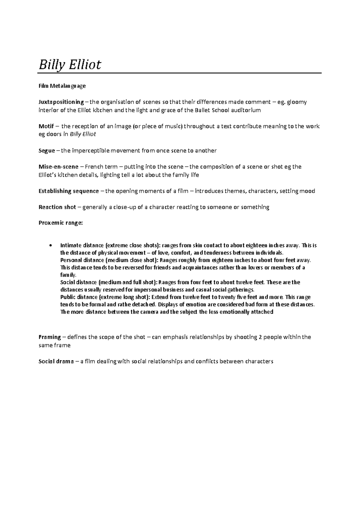 Billy+Elliot+Notes - English Standard Common Module - Billy Elliot ...