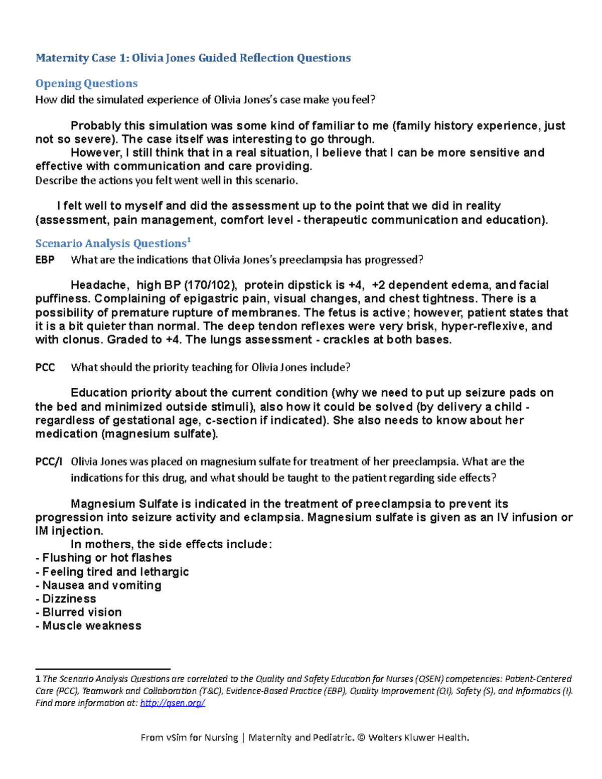 Case01 GRQ - Maternity Case 1: Olivia Jones Guided Reflection Questions ...