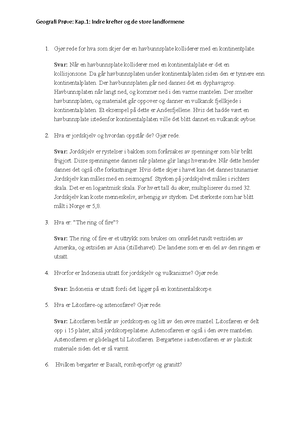 Geografi VG1 - Kapittel 3 - Ytre krefter og landformer - Notater sammendrag - Geograi VG1 ...