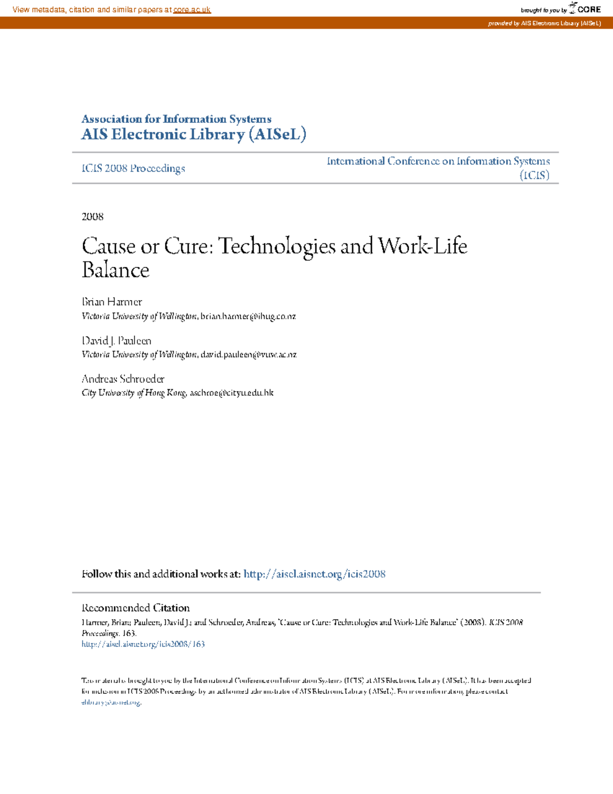 Cause or Cure Technologies and Work Life - Studocu