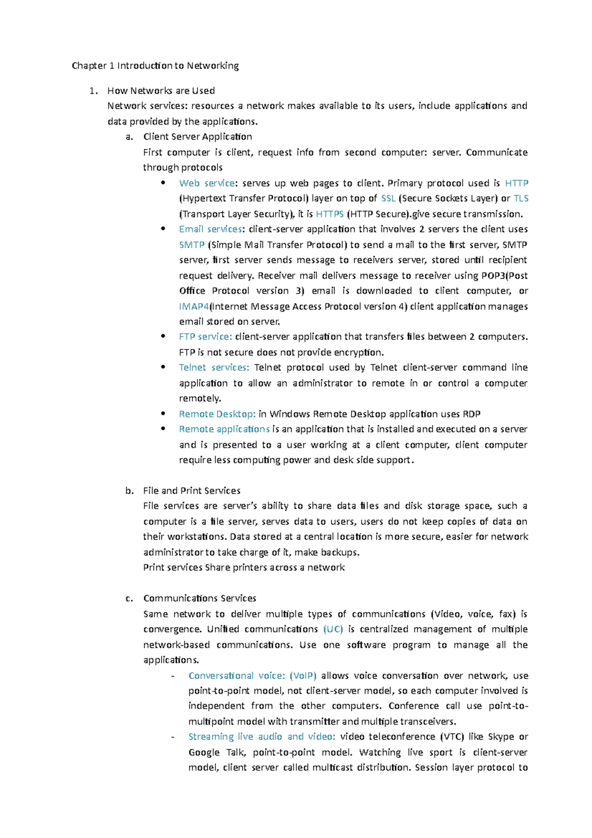 COS2626- Opsomming - Summary Networking - Chapter 1 Introduction to ...