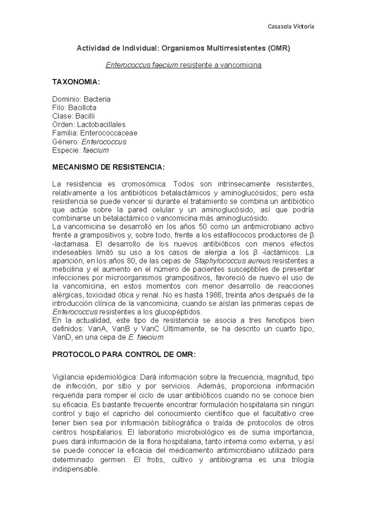 Casasola Victoria Organismos Multirresistentes - Actividad de ...
