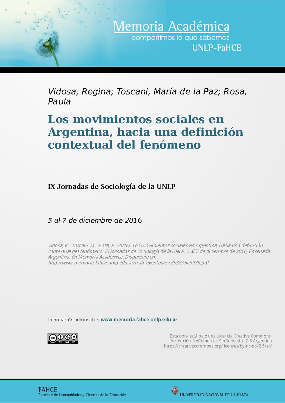 Movimientossociales - Texto sobre Movimientos sociales - Vidosa, Regina ...
