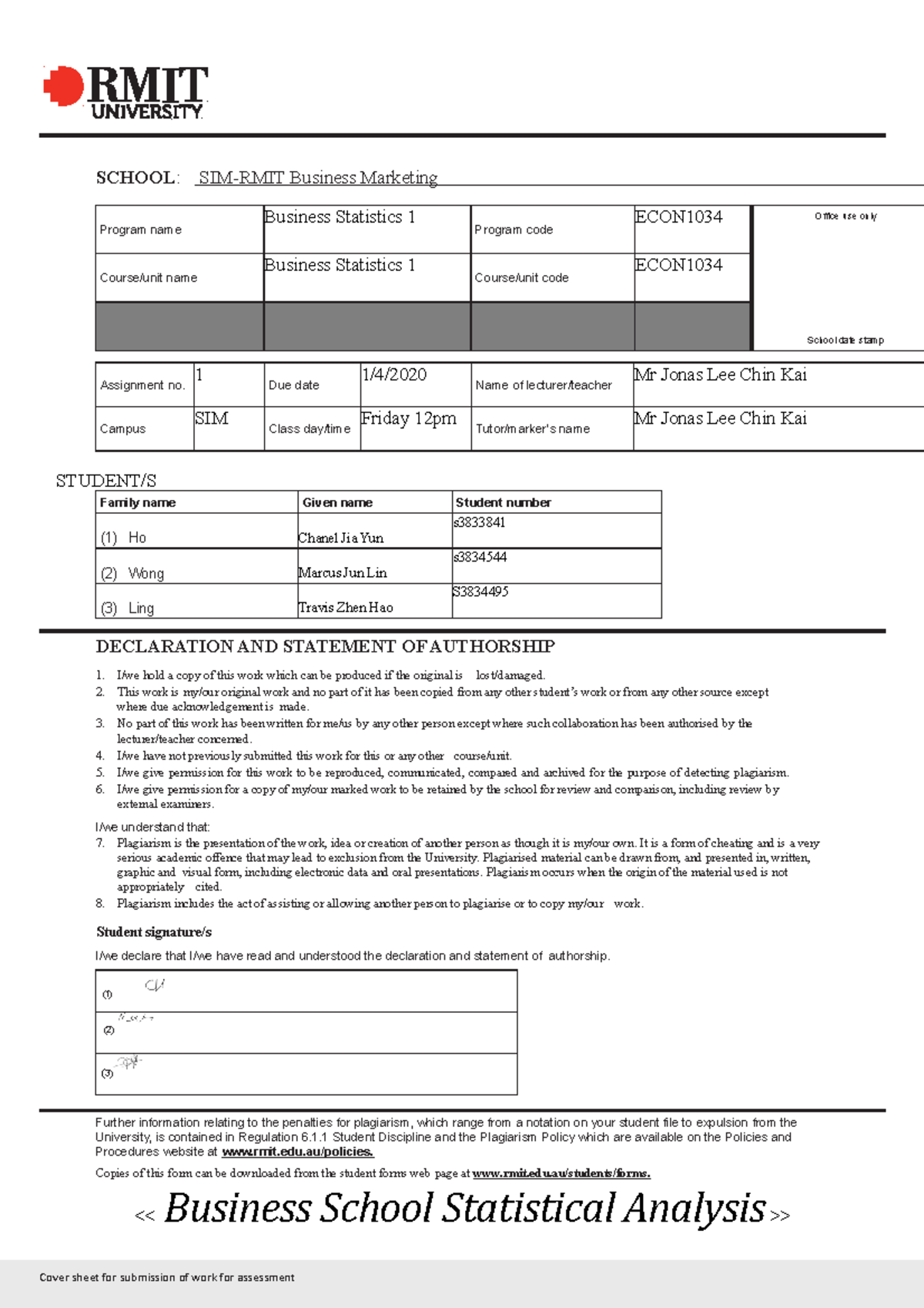 Report Template-2(forsubmisison) - Cover sheet for submission of work ...