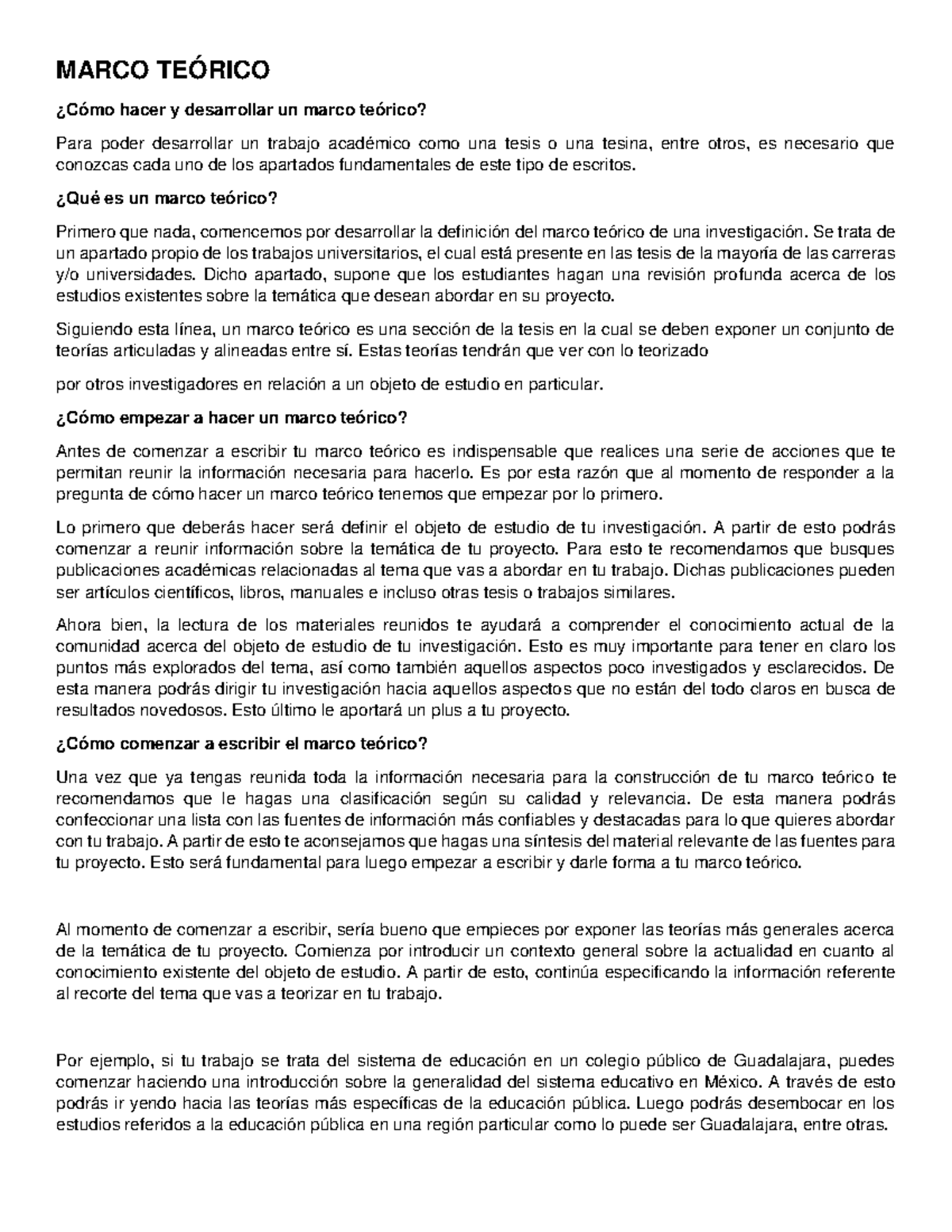 Marco Teórico - MARCO TEÓRICO ¿Cómo hacer y desarrollar un marco teórico? Para poder desarrollar ...