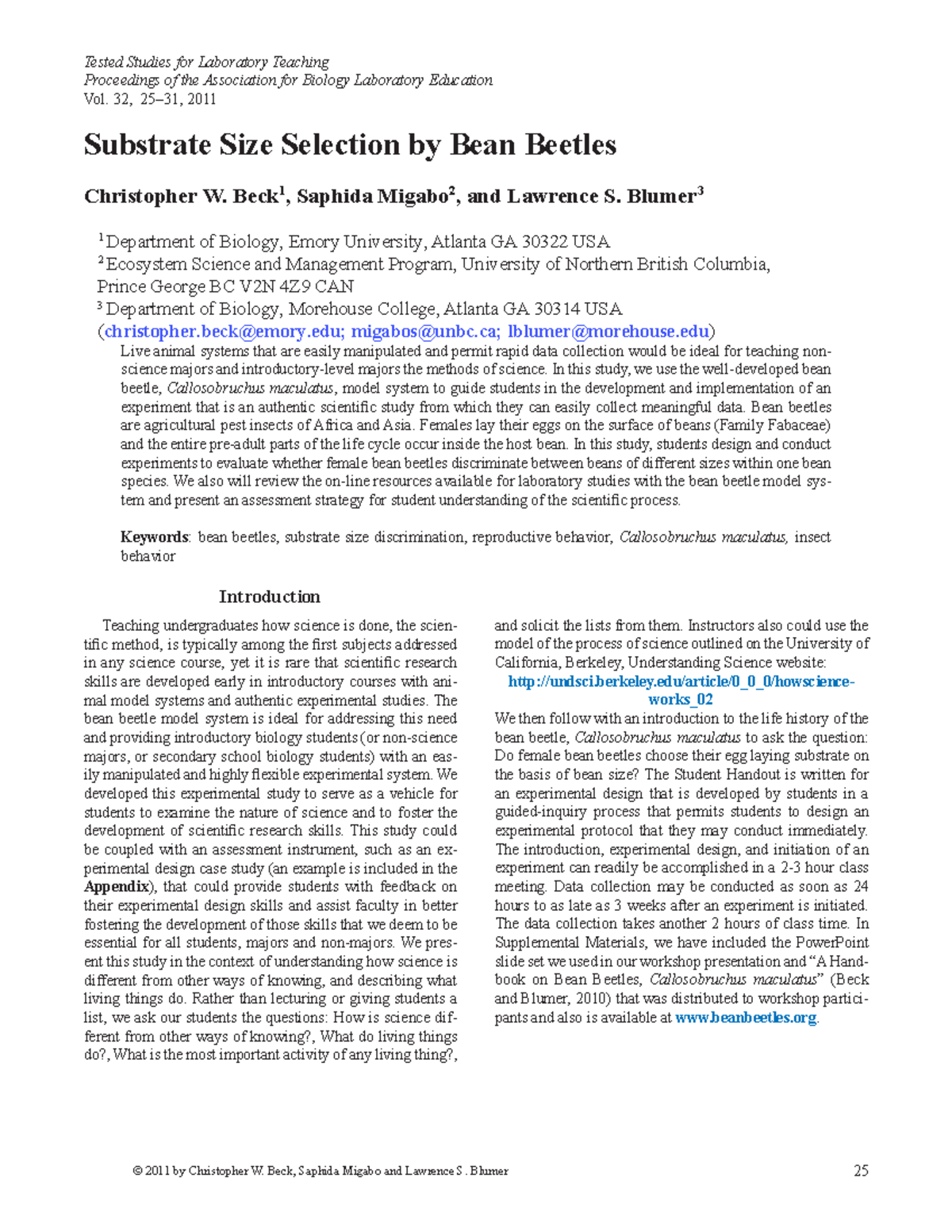 3 Beck - It in there - Tested Studies for Laboratory Teaching ...