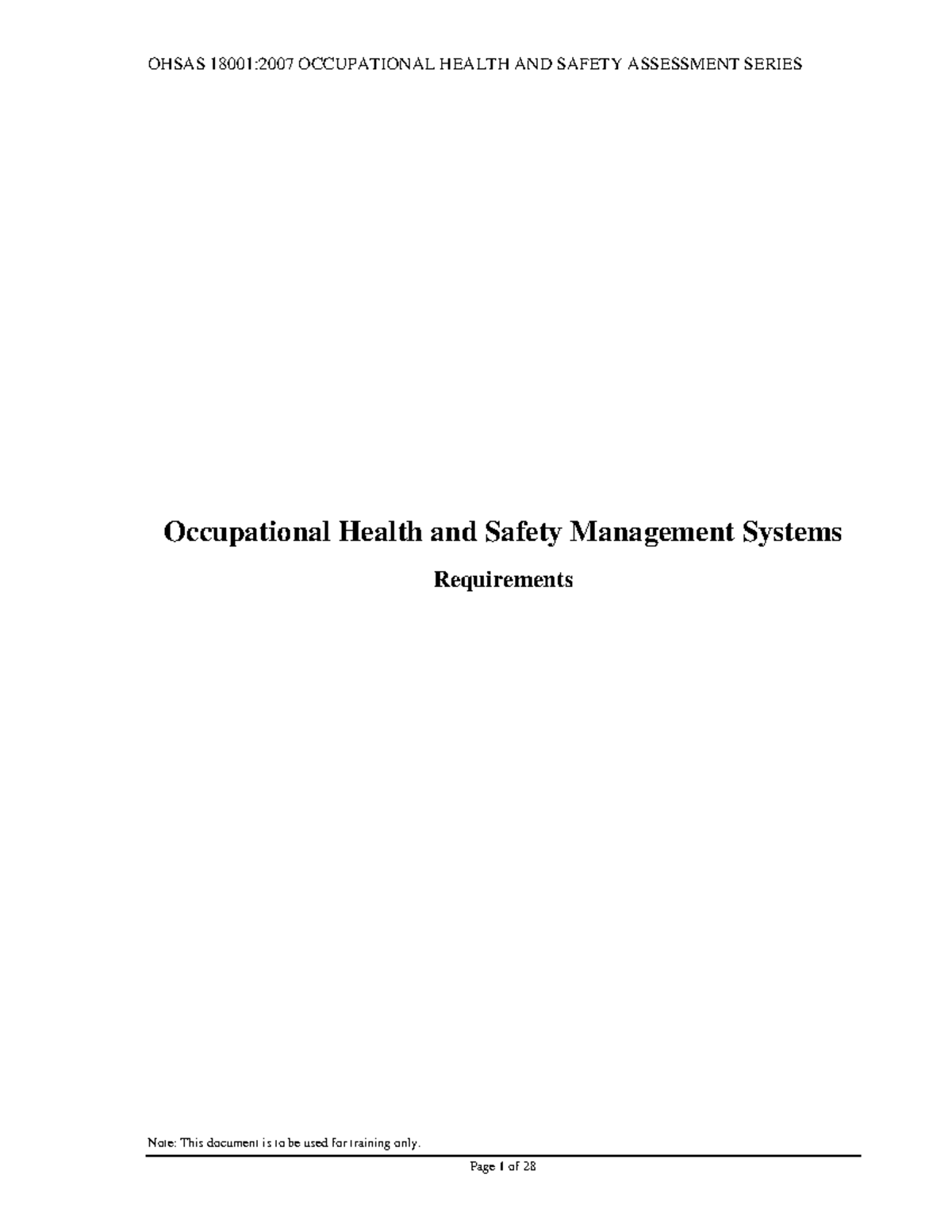 BEST ISO 180001 Ohsas Standard - Note: This document is to be used for ...