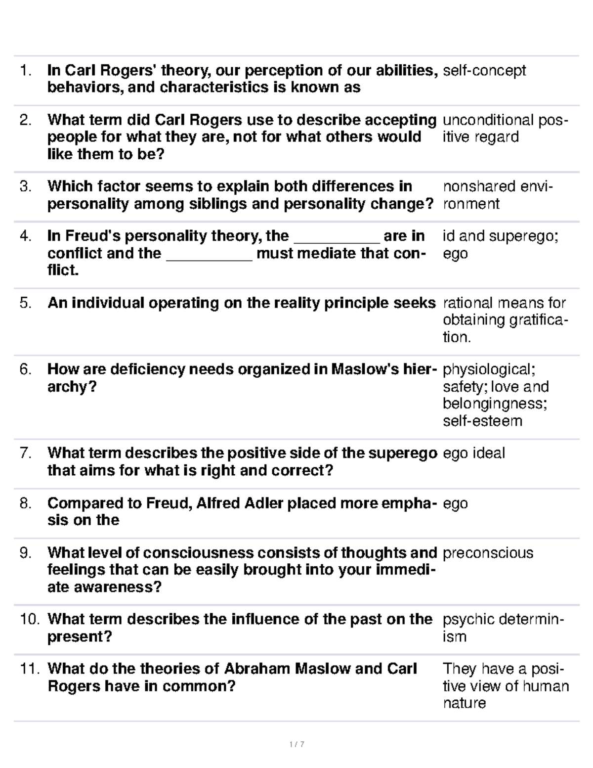 General Psychology Chapter 12 - In Carl Rogers' theory, our perception ...