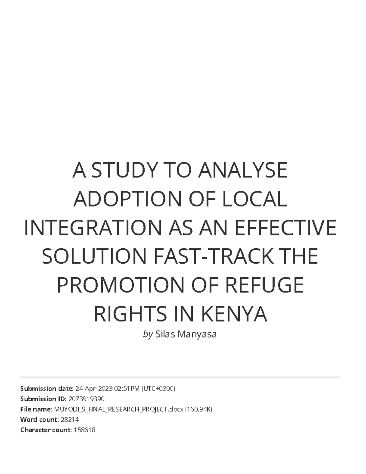A Study TO Analyse Adoption OF Local Integration AS AN Effective ...