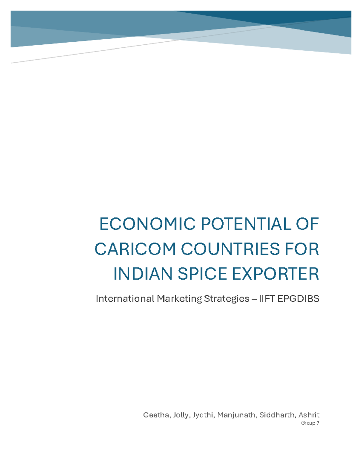 IMS Group Assignment - ECONOMIC POTENTIAL OF CARICOM COUNTRIES FOR ...