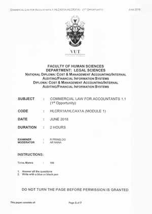 VUT - Commercial Law for Accountants 1 - Studocu