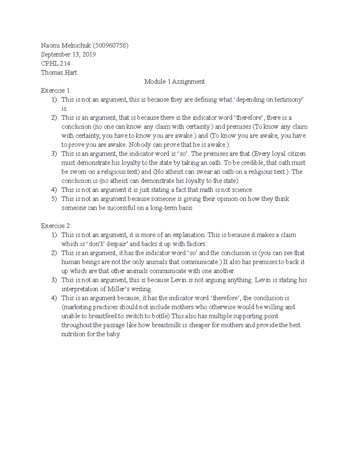 CPHL 214 Assigment 1 - CPHL 214 Module 7 assignment. - Naomi Melnichuk (500960758) September 13 ...