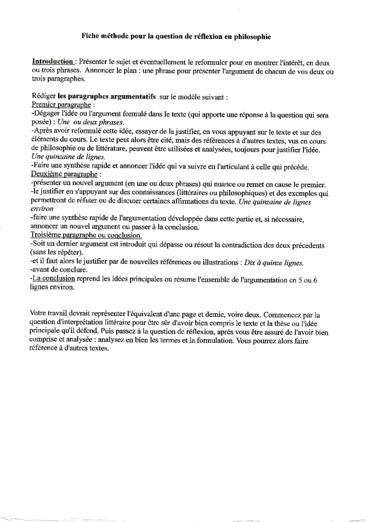 Question de reflexion - Humanités, littérature et philosophie - Studocu