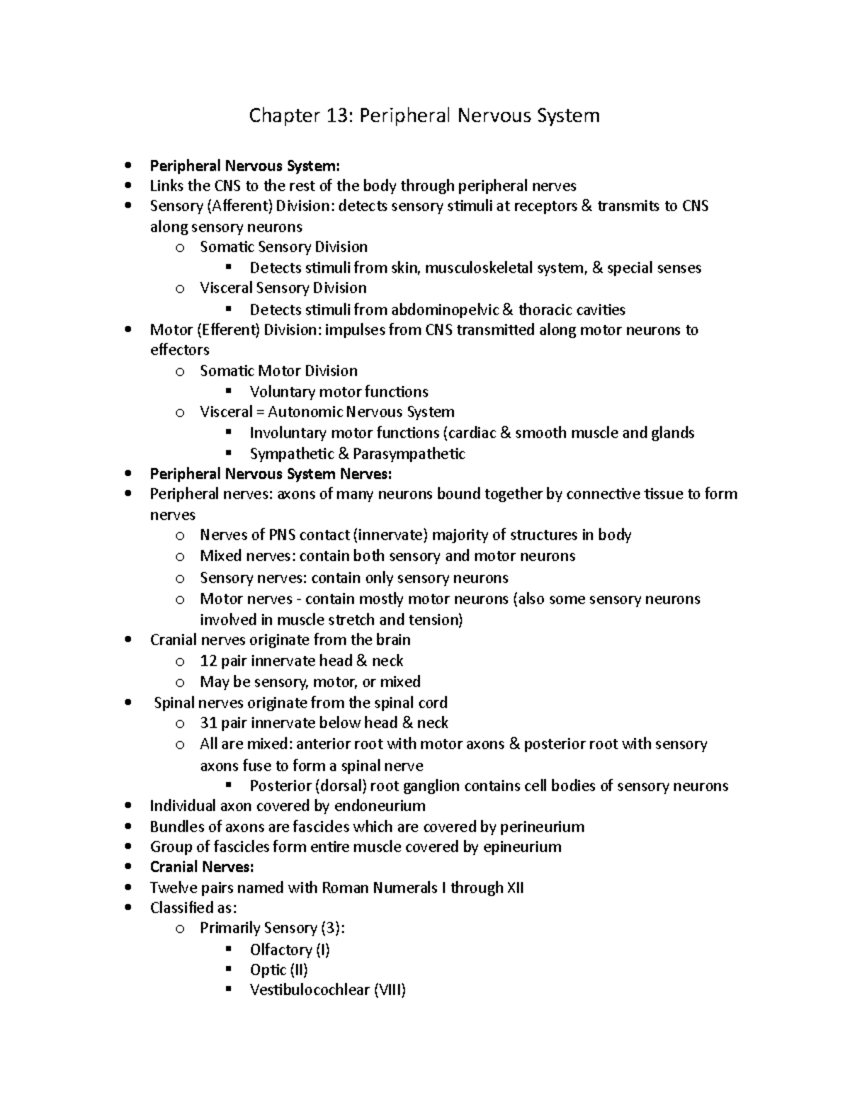 Chapter 13-Peripheral Nervous System - Chapter 13: Peripheral Nervous ...