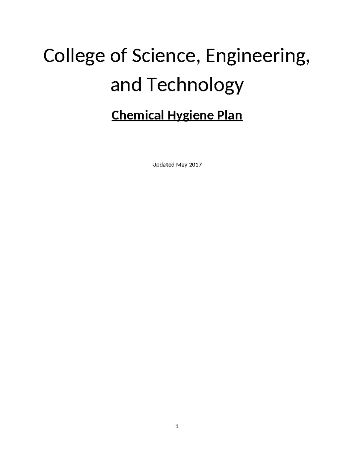 CSET - Chemical Hygiene Plan (CHP) v2017 - College of Science ...