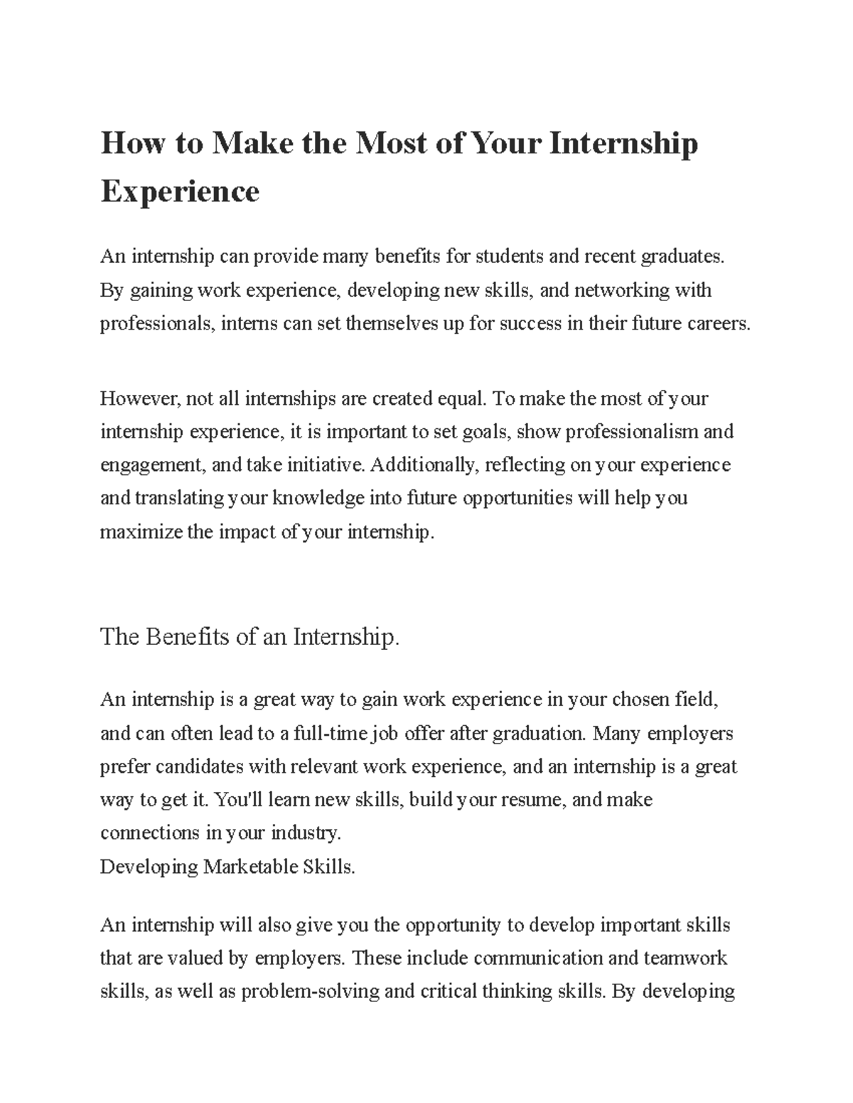 How to Make the Most of Your Internship Experience - How to Make the ...