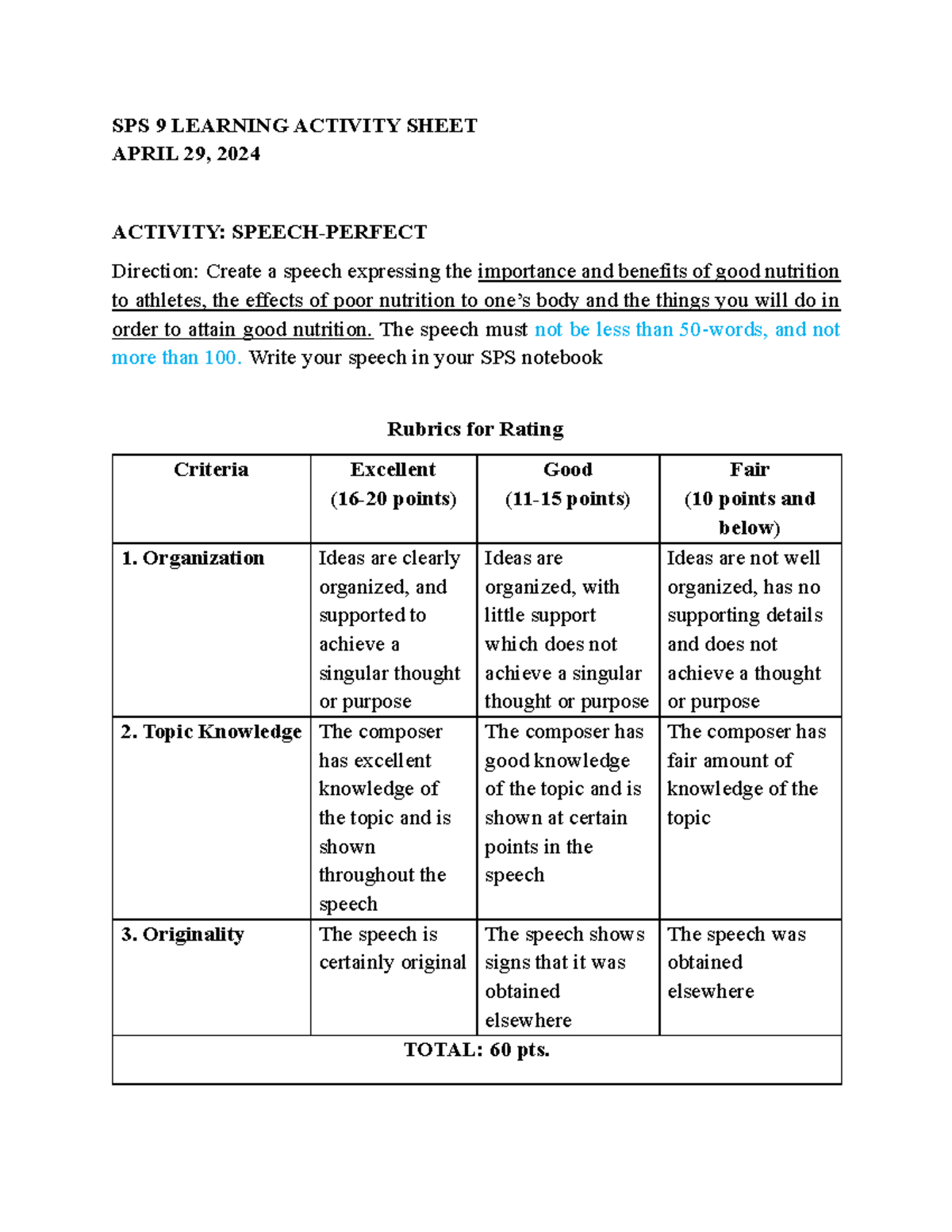 SPS 9 Learning Activity Sheet 1 - SPS 9 LEARNING ACTIVITY SHEET APRIL ...