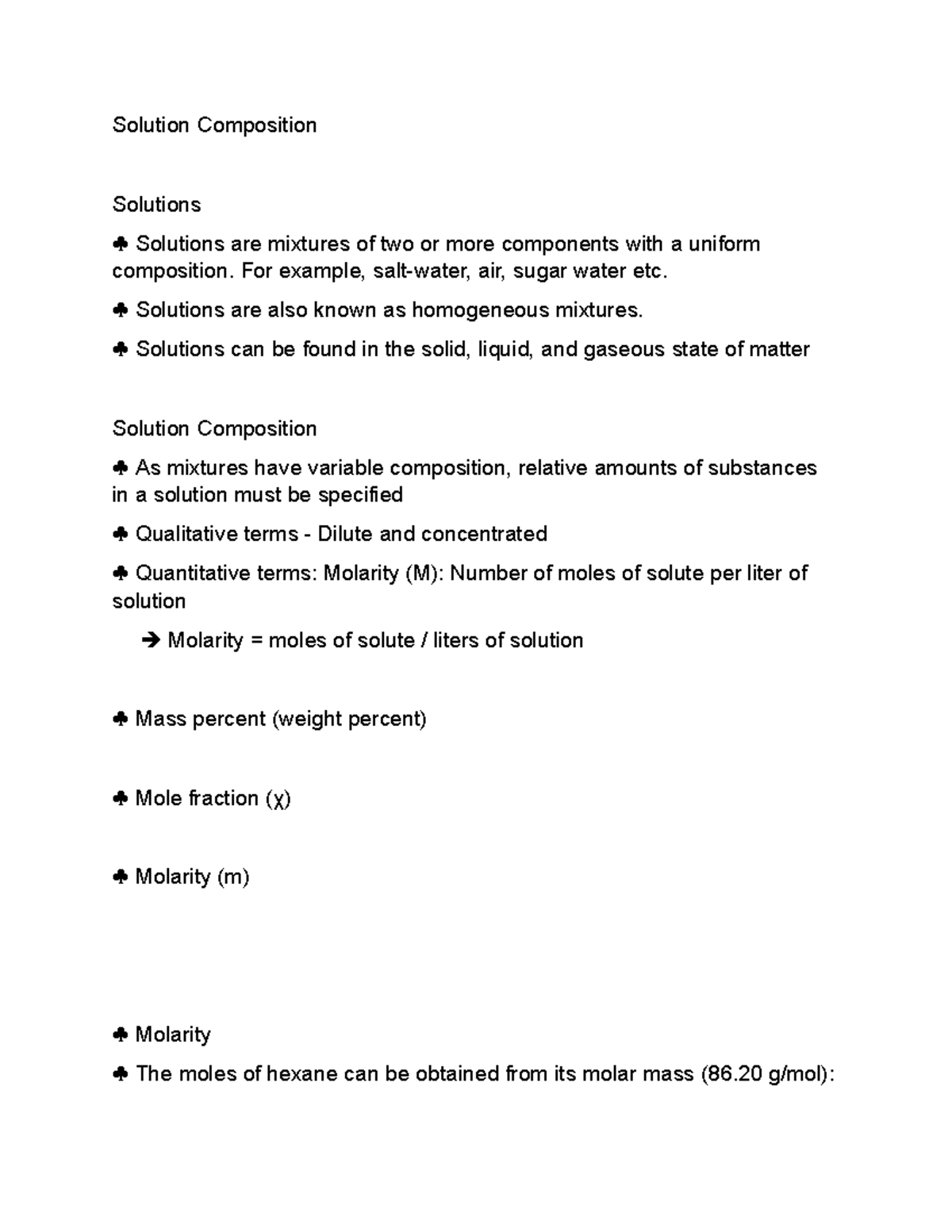 43 - Solution Composition - Solution Composition Solutions Solutions ...