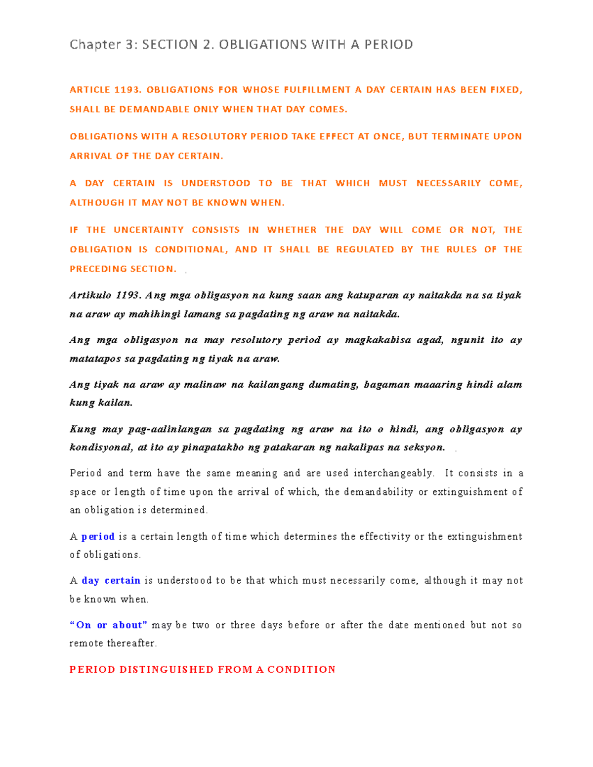 Section 2. Obligations WITH A Period - ARTICLE 1193. OBLIGATIONS FOR ...