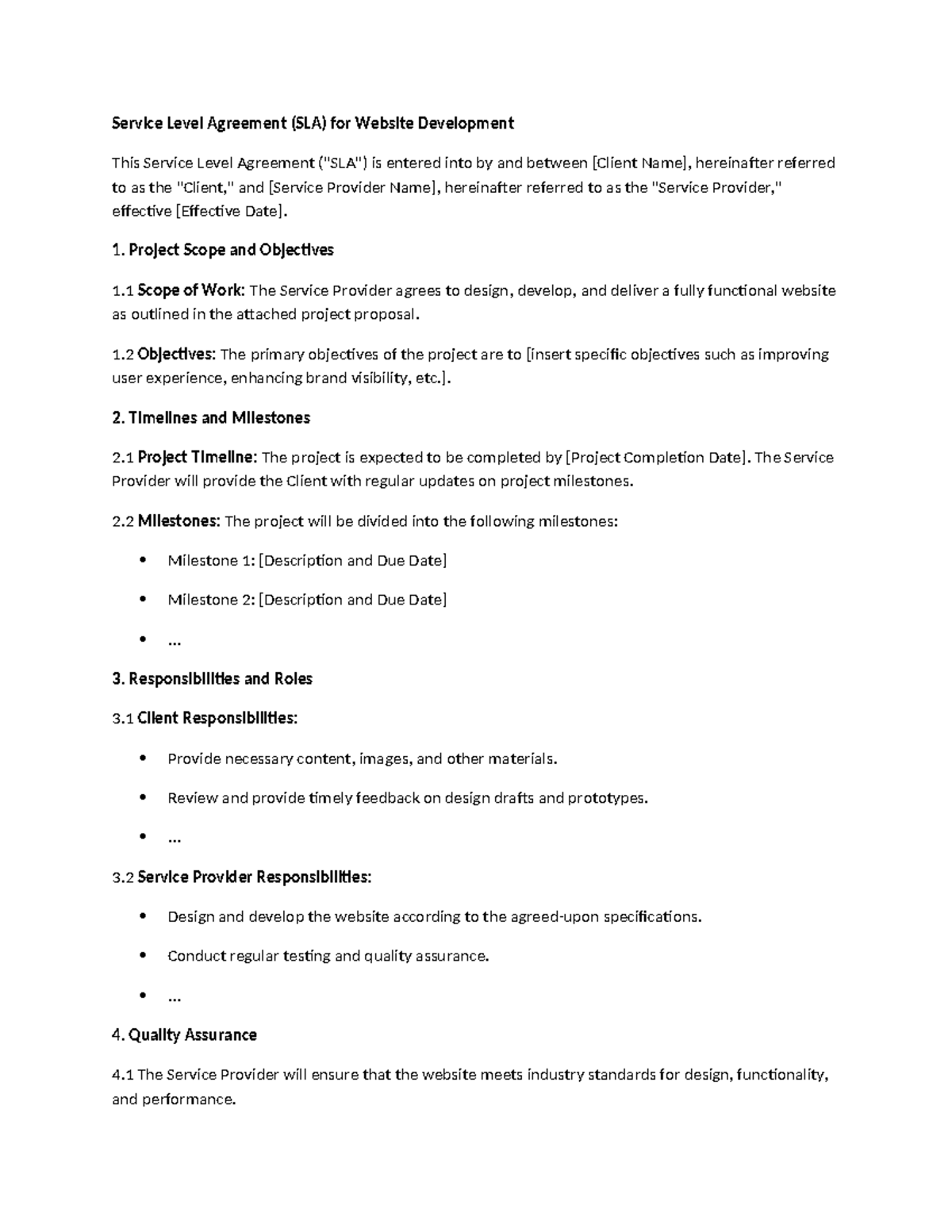Service Level Agreement sample draft - Service Level Agreement (SLA ...