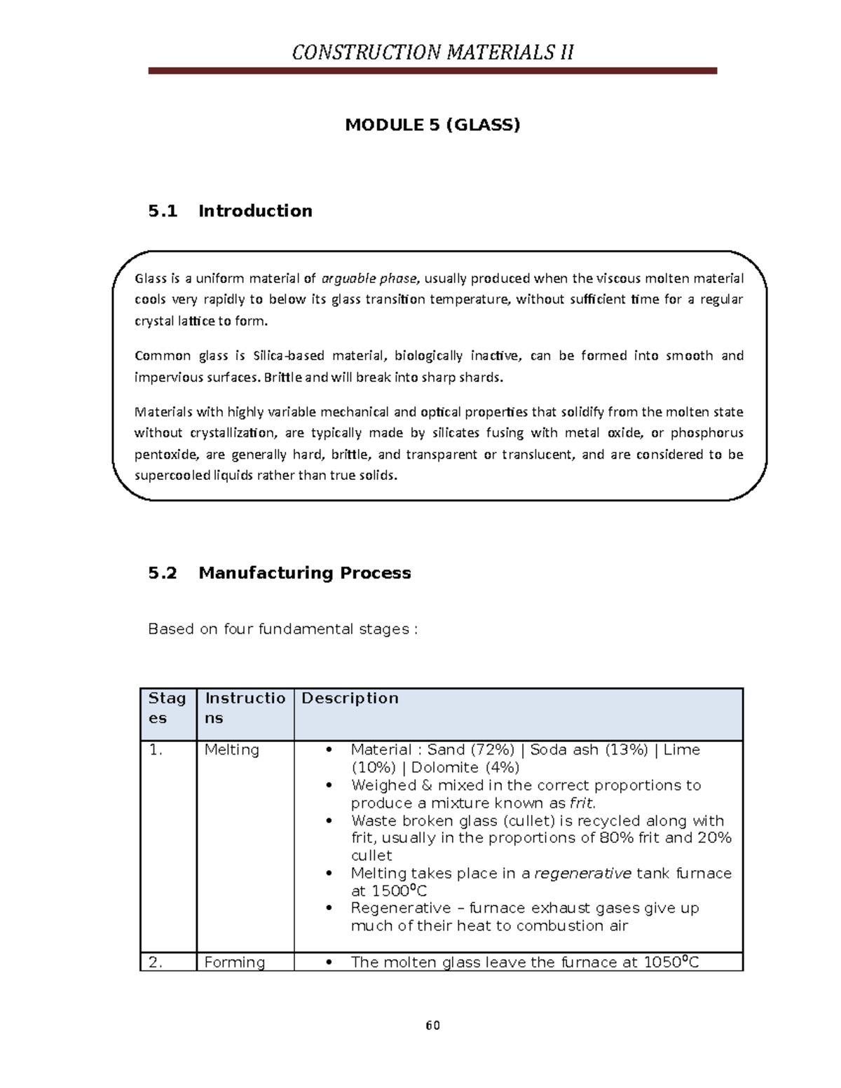 Module 5 Glass - material at site - MODULE 5 (GLASS) 5 Introduction 5 ...